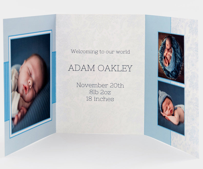 Tri Fold Photo Cards - Custom Paper Types -Envelopes Included
